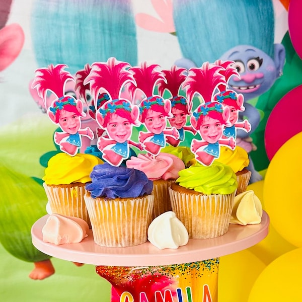Poppy Personalized Face Cupcake Toppers - Etsy