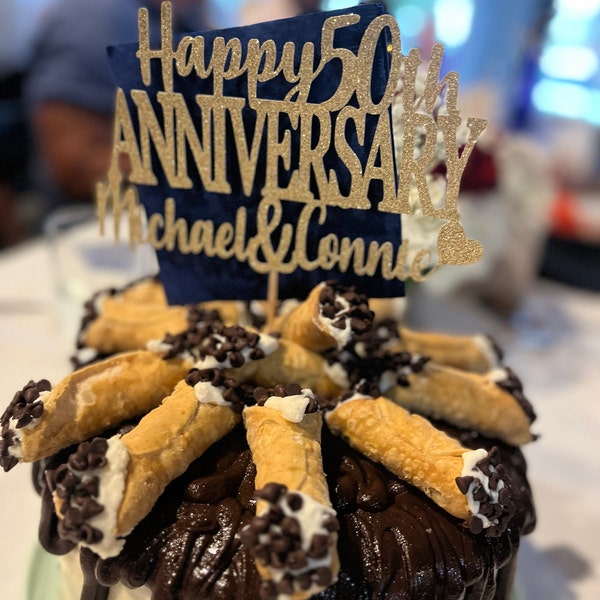 Custom Happy Anniversary Cake Topper, 25th Wedding Anniversary ...