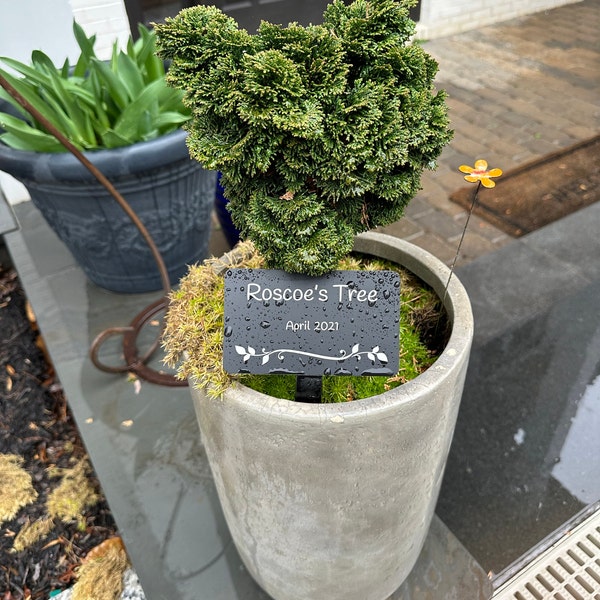 Tree Plaque Marker Metal Garden Sign 5x3" With Stake, Metal Name Plate ...