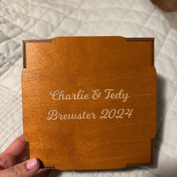 Engraved Wooden Keepsake Box: Custom Logo, Personalized Wood Box - Etsy