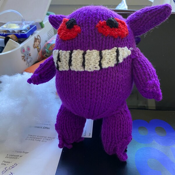 Gengar Pokemon Knitting Pattern Soft Toy Pokemon Plush Animal Stuffed ...