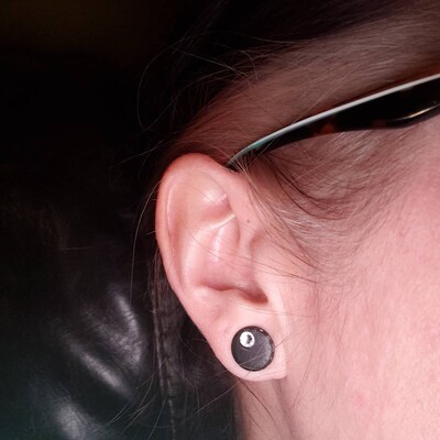 Ebony Wood Offset Crystal Inlay Organic Gauges Plugs 2g 0g 00g 7/16 1/2 ...