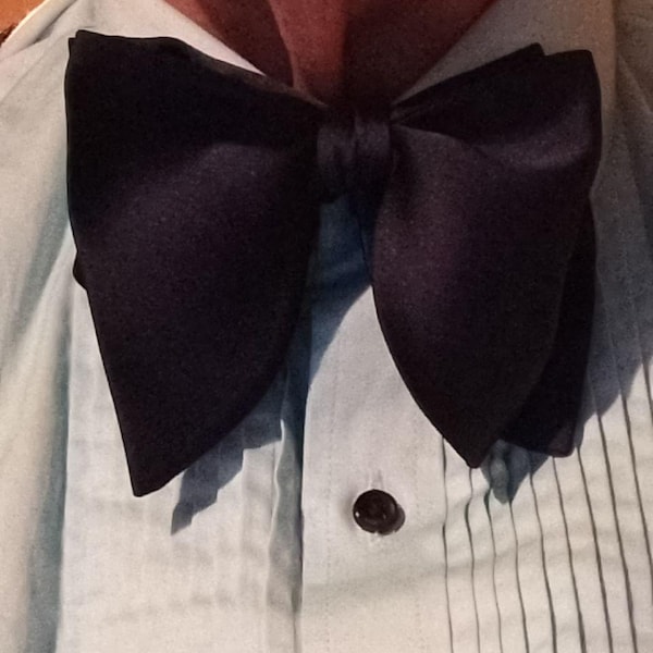 Black Oversized Butterfly Self Tie Bow Tie, Formal Tuxedo Satin Set ...
