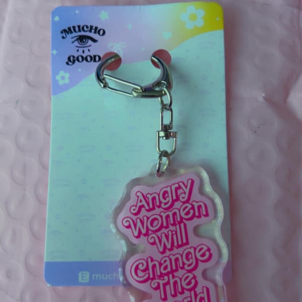 Angry Women Will Change the World Charm Keychain - Feminist Acrylic ...