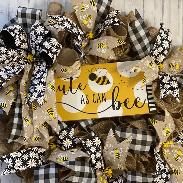 SIGN - Cute as Can Bee Sign - Wooden Yellow Sign -white Polka Dots ...