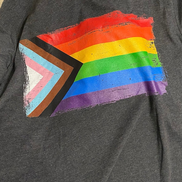 Progress Pride Flag T-shirt - LGBTQ+ BIPOC Rainbow - Gay Pride - Trans ...