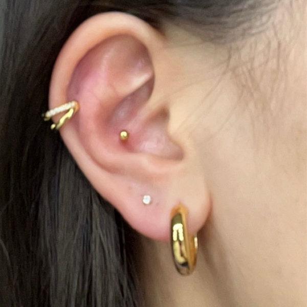 Waterproof-double Helix Hoop Sterling Silver Earring, Helix Piercing ...