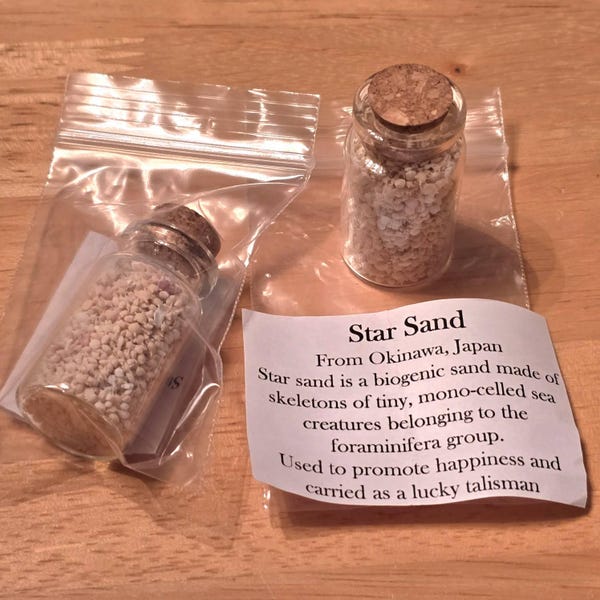 RARE Okinawa Star Sand Jar, Star Shaped Sand, Japan Beach Sand, Sun Sand, Living Fossil Shell ...