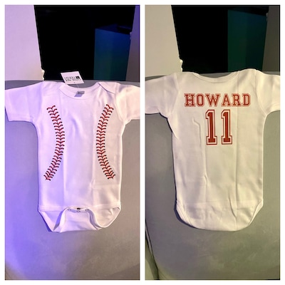 Custom Baseball Onesie®, Custom Baseball Stitches, Baby Baseball Outfit ...