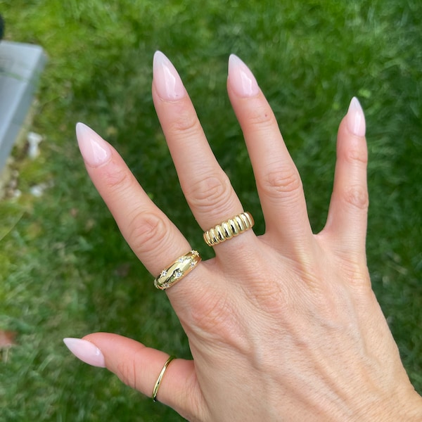 Statement Ring, Gold Ring, Fluted Ring, Minimalist Ring, Ribbed Ring ...