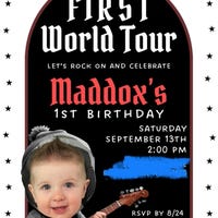Editable First World Tour Birthday Animated Invitation With Photo 1st ...