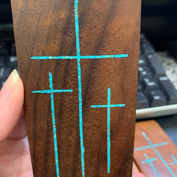 4 " High X 2" Wide Paduak Wall Cross With Turquoise Inlay - Etsy