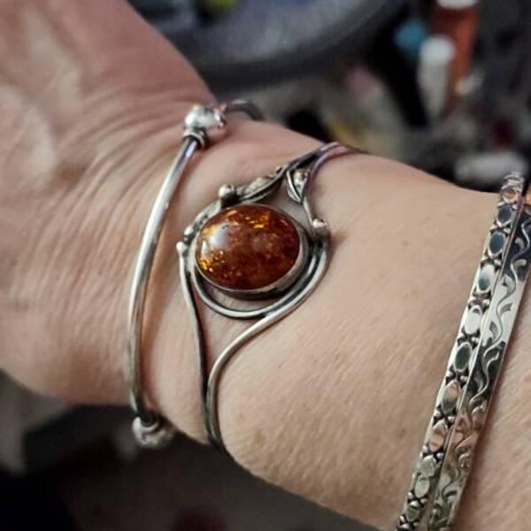 Vintage Solid Sterling Silver 925 With Gold Gilt Accent & Bezel Set ...