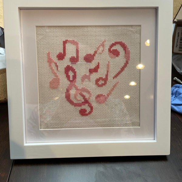 Music Heart Cross Stitch Pattern, Musical Notes, Three Colour ...