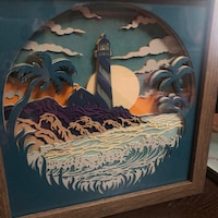 Camp Fire Shadow Box SVG Template, Mountain Forest Hiking 3D SVG ...