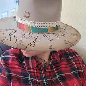 Custom Hand Burned Hat Hand Burned Wide Brim Hat Custom - Etsy
