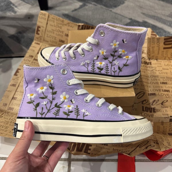 Custom Converse Chuck Taylor Daisy Flower Embroidered Converse Shoes ...