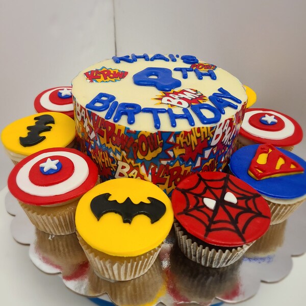 Comic Book Superheroes Edible Cake Wrap or Superhero Birthday Cake ...