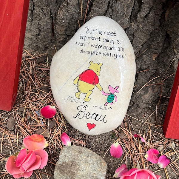 Hand-painted Winnie the Pooh Memorial Pebble: Sympathy Gift, Garden ...