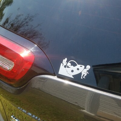 Crashed UFO Alien Corner Windshield Decal Wrangler Space Sticker Area ...
