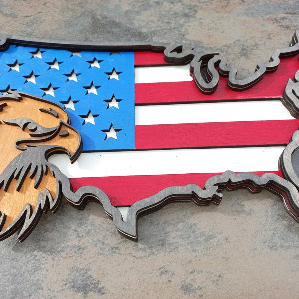 USA Flag SVG, Eagle Flag,laser Cut Files - 5 Layer Art Piece for ...
