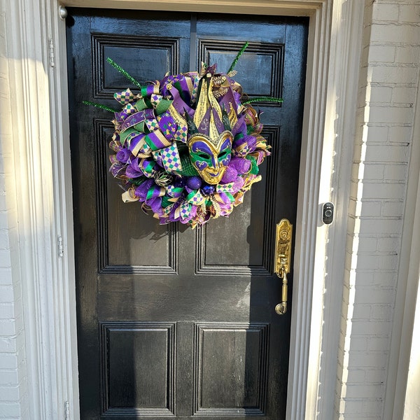 Mardi Gras Wreath, Mardi Gras Decor, Fat Tuesday, Louisiana Decor ...