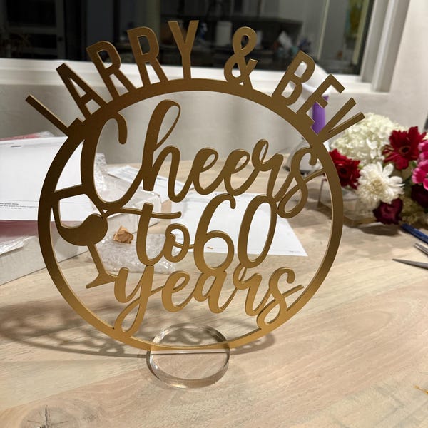 60th Birthday Table Sign Centerpiece Acrylic - Not Cardboard ...