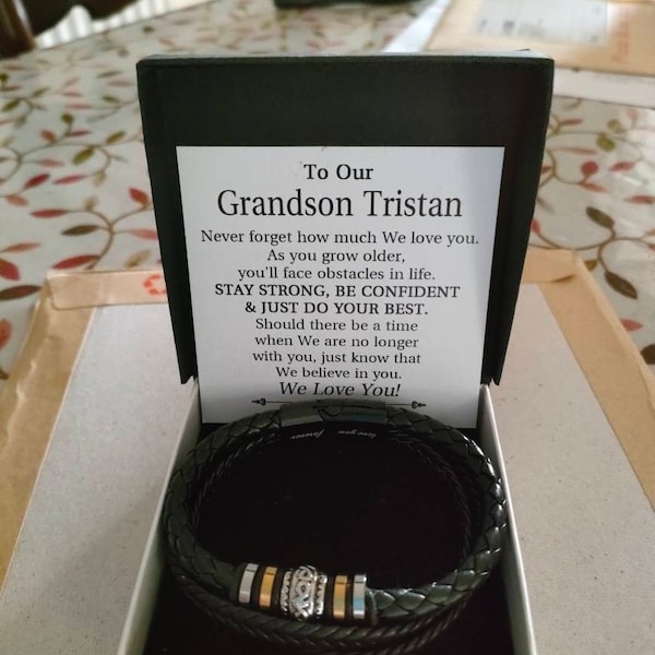 To My/our Grandson Leather Bracelet, Grandson Bracelet Gift From ...