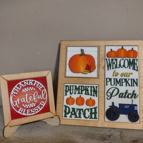 Fall Leaning Sign File SVG, Tiered Tray Glowforge, Luckyheartdesignsco ...