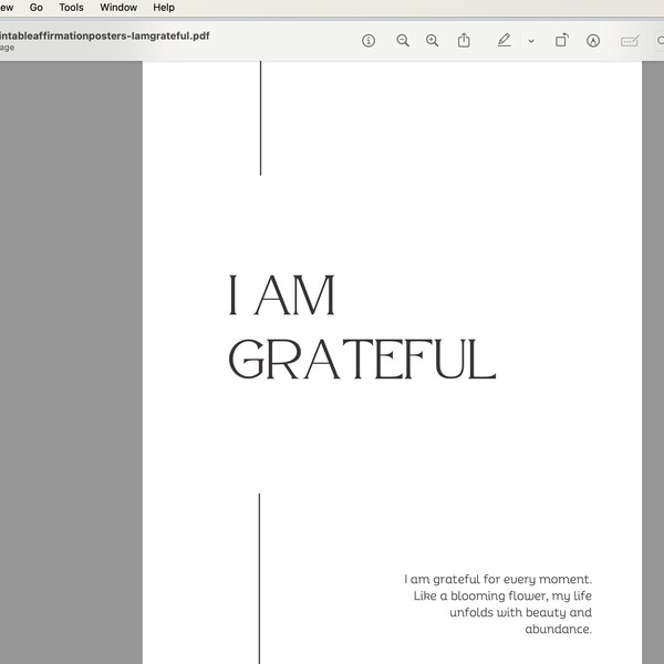 1x Printable Daily Affirmation Poster I Am Grateful - Etsy