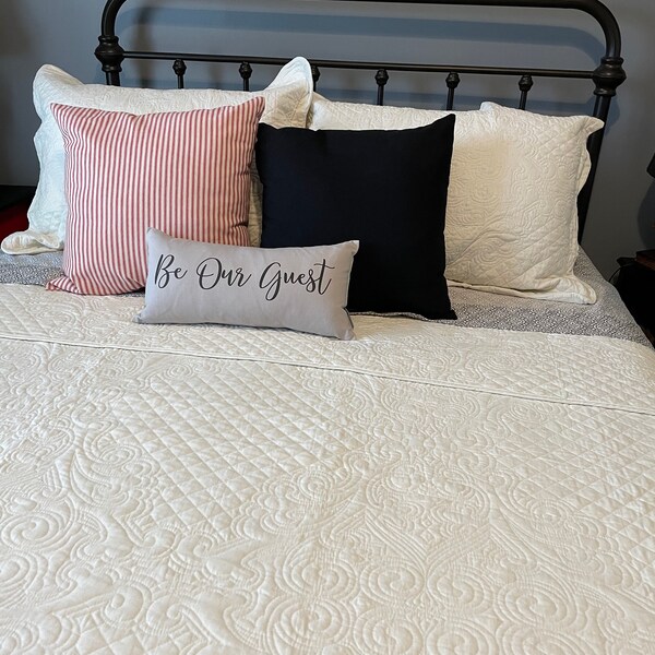 Be Our Guest Pillow | Personalized Pillows | Custom Monogrammed Pillow ...