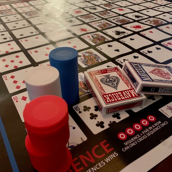 Jumbo Sequence Game, Giant Board Game Mat, Cards and Chips Included - Etsy