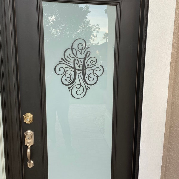 Front Door Monogram Decal, Storm Door Decal, Letter Monogram for Front ...