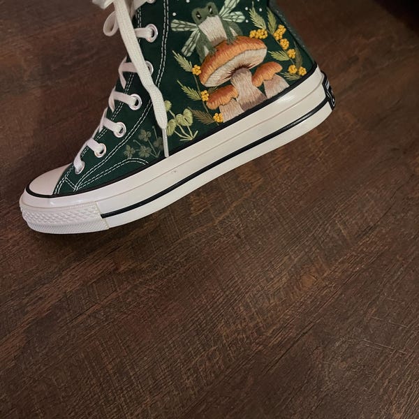 Custom Converse Chuck Taylor Blue Flower Embroidered Converse Shoes ...