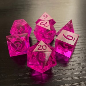 Celestial Crystal Dice Set for Dnd 7 Piece Sharp Edge Resin - Etsy