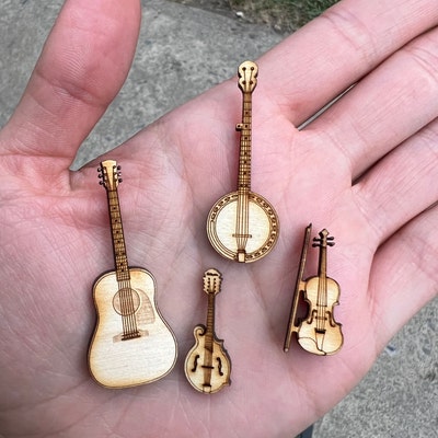 4pc Miniature Wooden Bluegrass Country Musical Instrument Set - Etsy