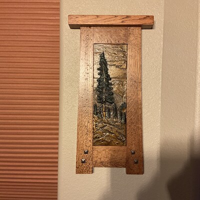 Pine Tree Triple Tile Left Mosaic 8x16 Hand Cast Metal in Montana. You ...