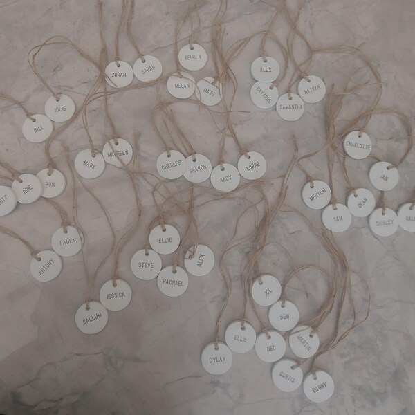 Clay Name Tags, Personalised Clay Tags, Place Names, Wedding Favours ...