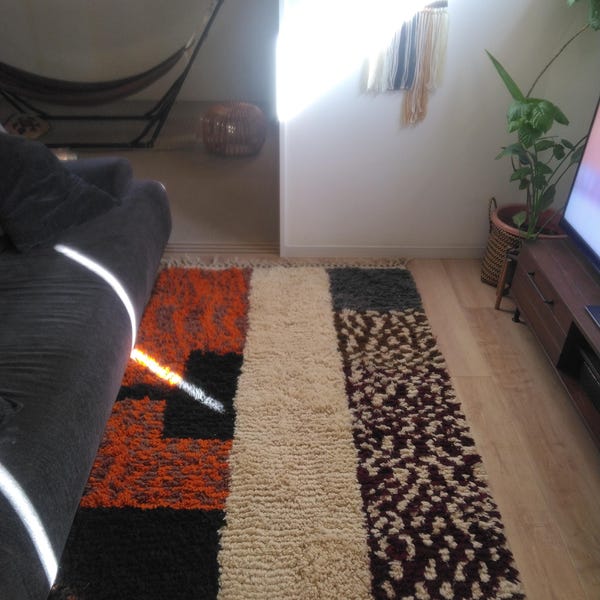 Fine Moroccan Green Rug, Colorful Boujaad Rug, Handmade Rug, All Wool ...