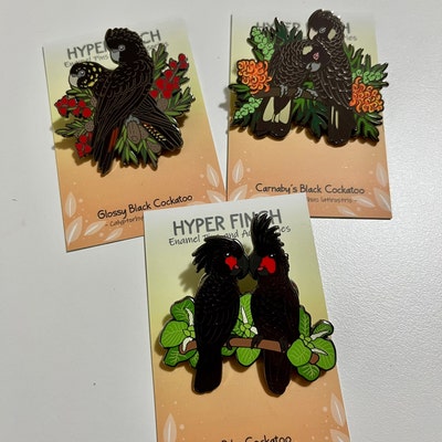 Glossy Black Cockatoos Hard Enamel Pin Bird Pin Parrot Cockatoo ...