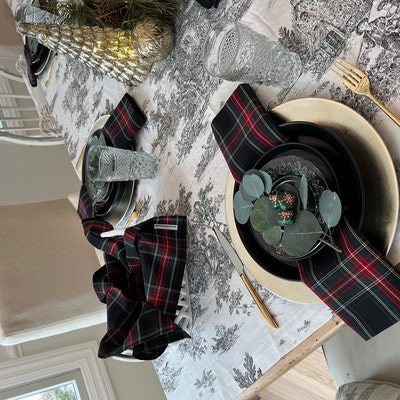 Italian Washed Cotton Blue Toile Holiday Tablecloth Coastal Grandma ...