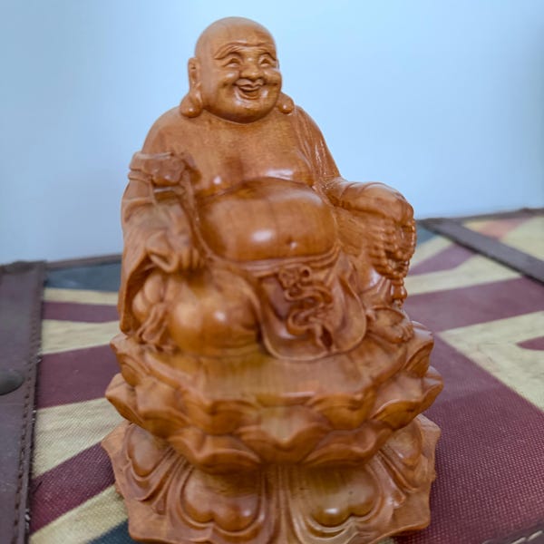 Happy Buddha Laughing Buddha Statue, Maitreya Buddha, Wooden Buddha ...