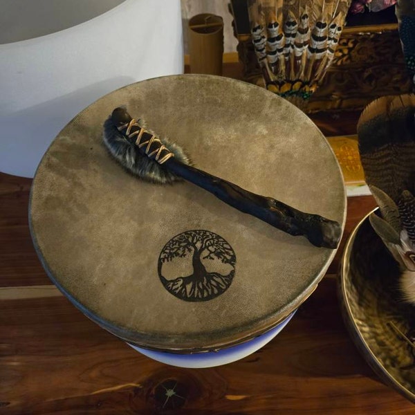 Shaman Dragon and Owl, Frame Round Hand Drum, Spirit Shamanic Drums ...