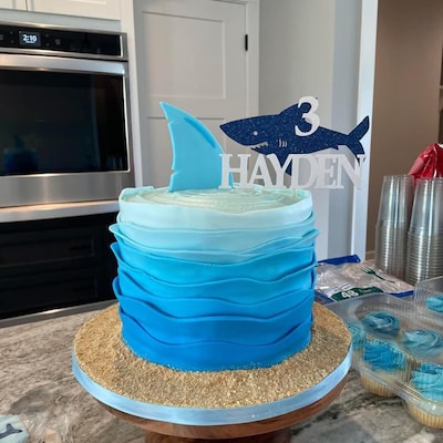 Shark Cake Topper Shark Birthday Cake Topper Shark Birthday Under the ...