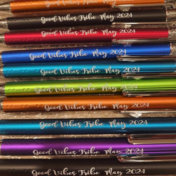 12 Custom Printed Bright Lights Imprinted Pens Personalized. Stylus ...
