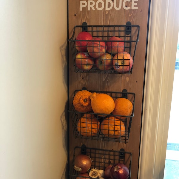 Fresh Produce Storage Wall Hang, Wooden Decor - Etsy