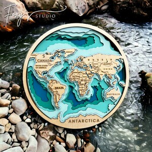 6 Layer 3D Map of the World, Multi layer Panel,laser Cut File. 3D Wood ...