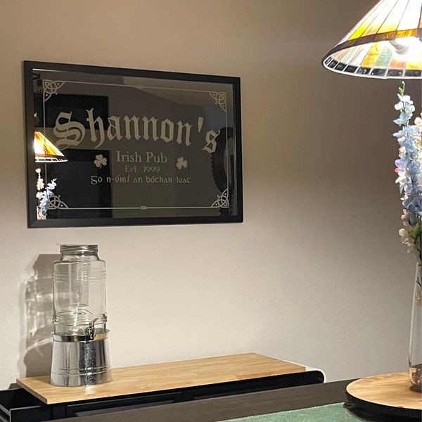 Custom Irish Pub Mirror 24×36″ – Personalized Etched Pub Sign, Large ...
