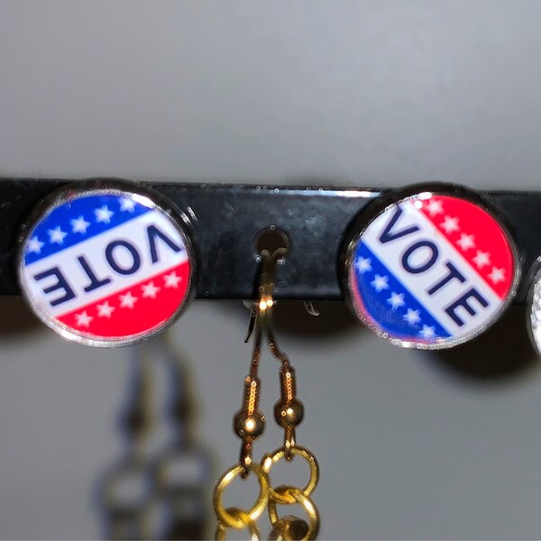 VOTE Button Pin Earrings, Surgical Stainless Steel Earrings,cute ...