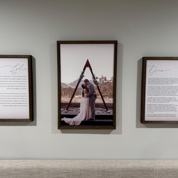 Framed Wedding Vows and Photo Prints, Set of 3 Prints, Wedding ...